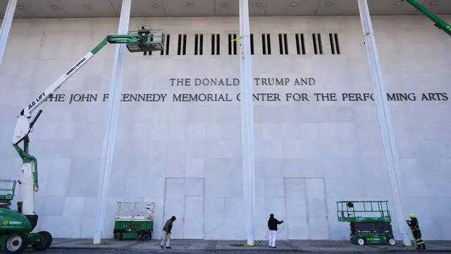 Live stream captures removal of Trump's name from Kennedy Center