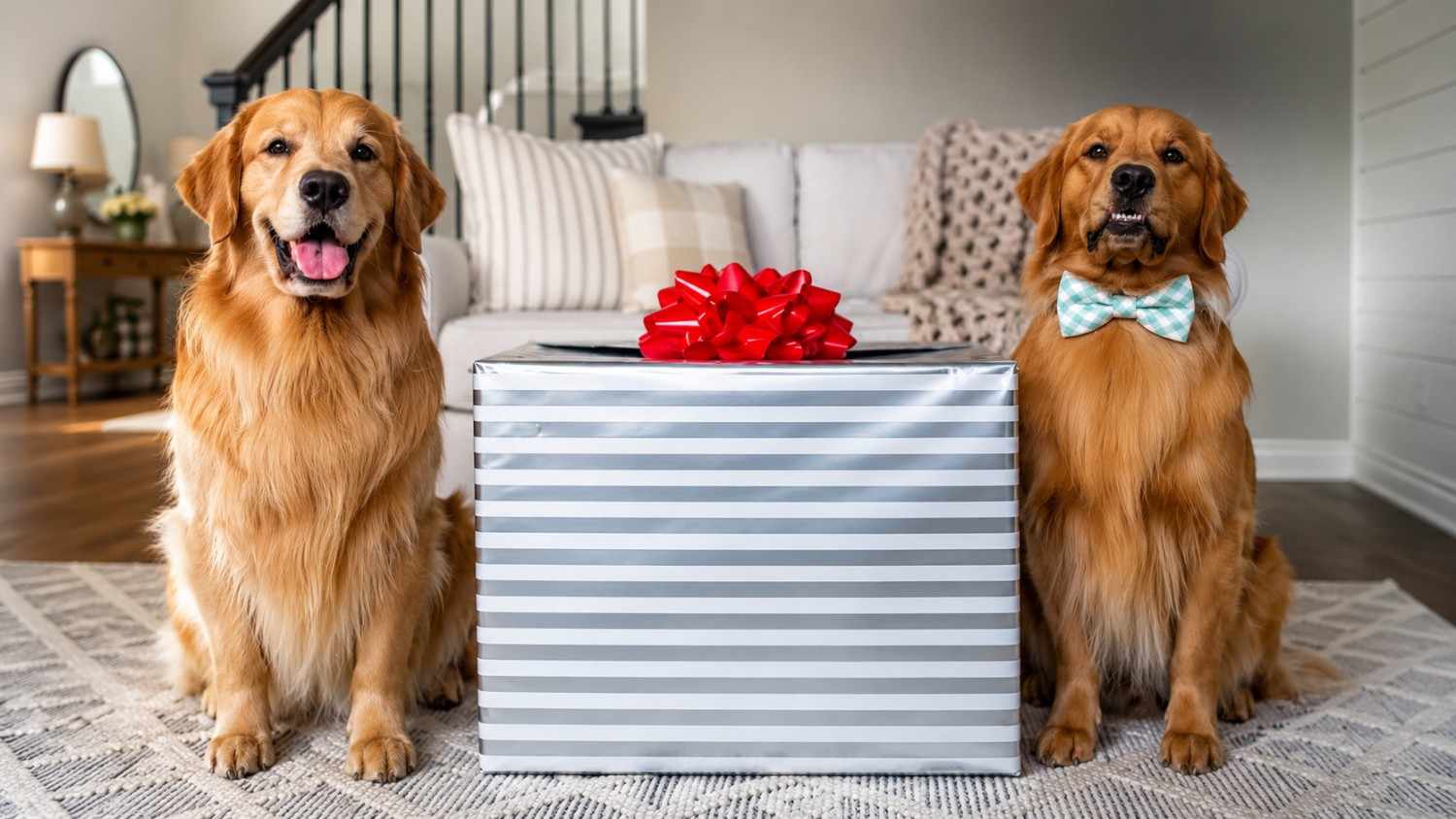 My dogs guard the surprise box