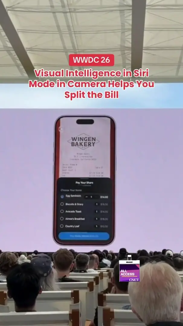 Visual intelligence in Siri mode in camera helps you split the bill