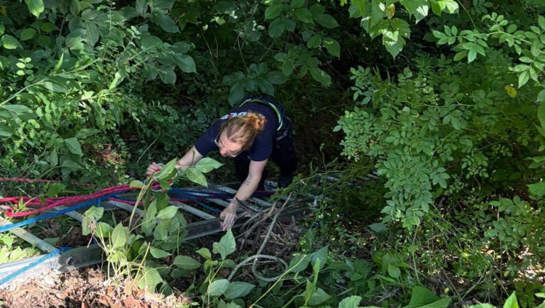 Photos: Buckingham firefighters rescue bicyclist after 20-foot fall ...