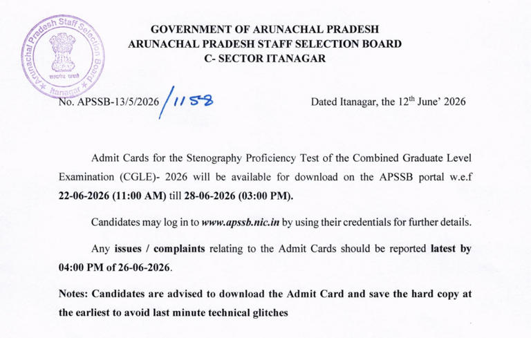 APSSB CGL admit card 2026 at apssb.nic.in: Download hall ticket PDF ...