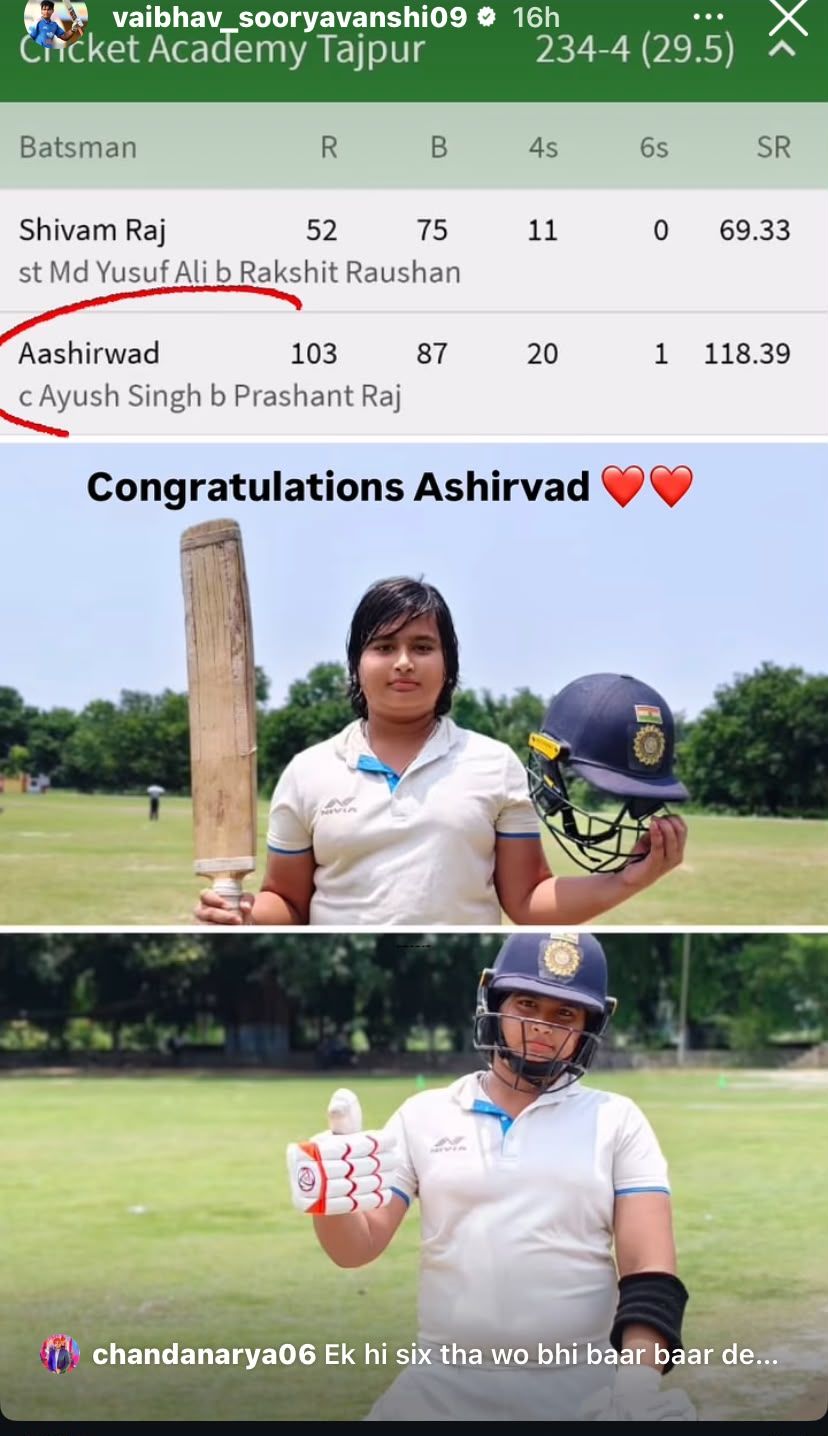 Aashirwad Sooryavanshi smashes century, proud Vaibhav bhaiya can't keep ...