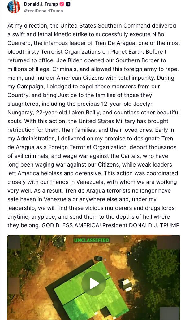 Trigger-happy Trump announces strike in Venezuela