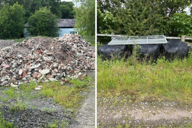 Residents say tonnes of building rubble are piling up on village lane