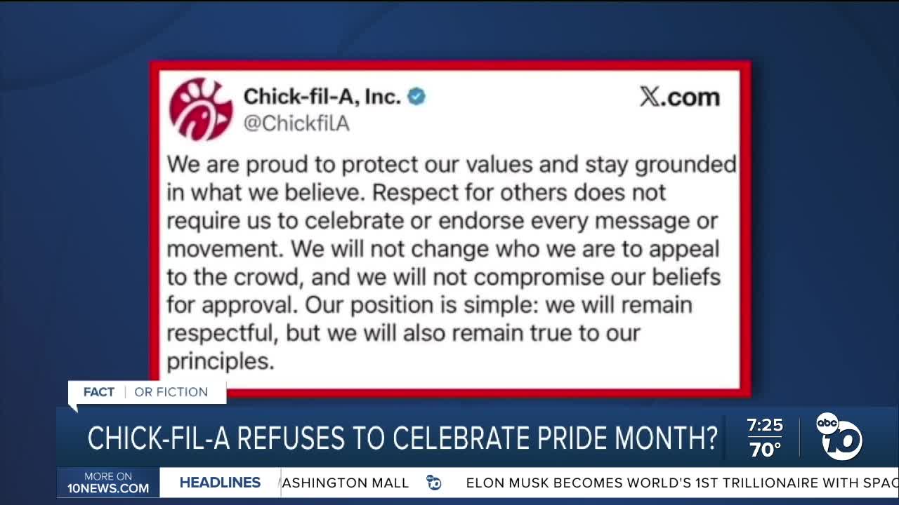 Chick-fil-A refuses to celebrate Pride Month?