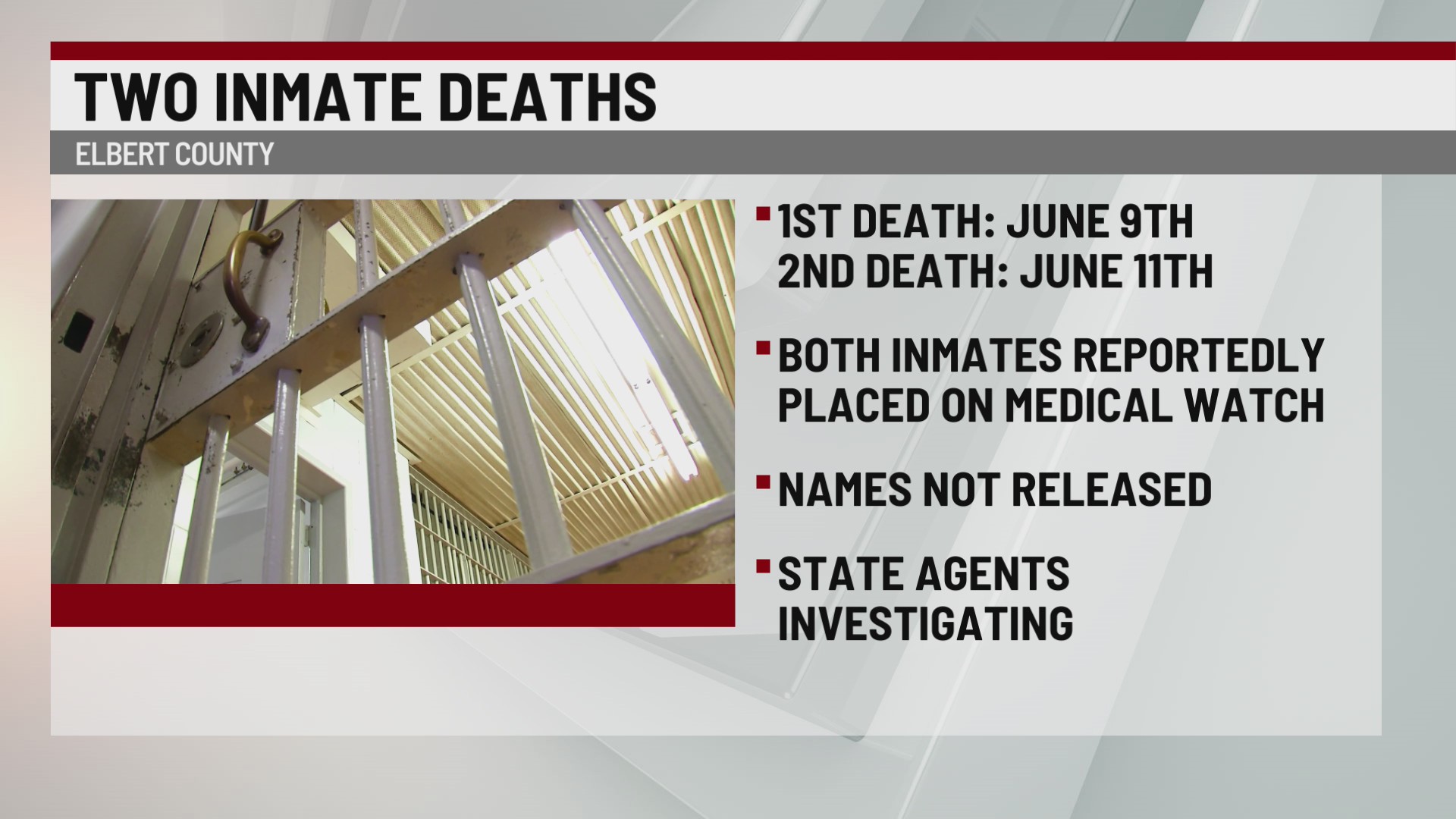 Two inmates reported dead within days of each other in Elbert County
