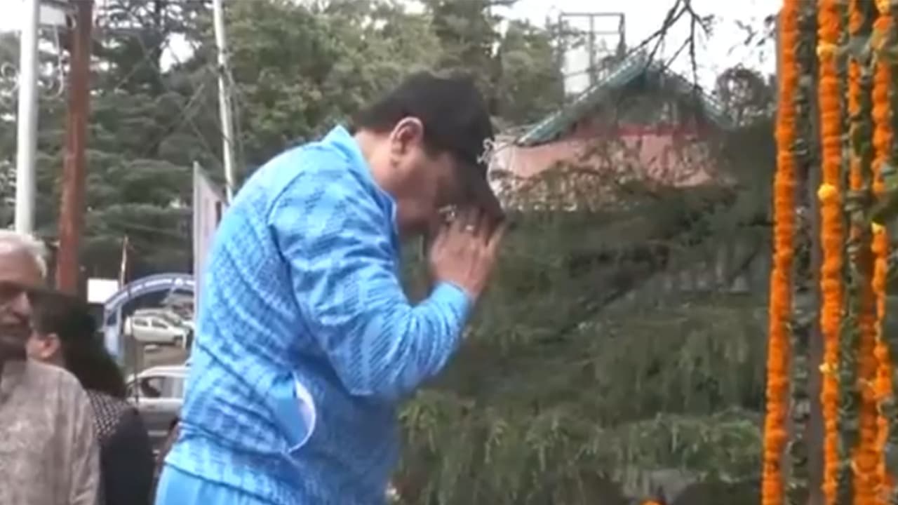 Union minister JP Nadda cleans Ambedkar statue premises in Shimla