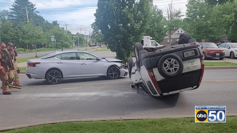 Two-car crash on Washington Street in Watertown