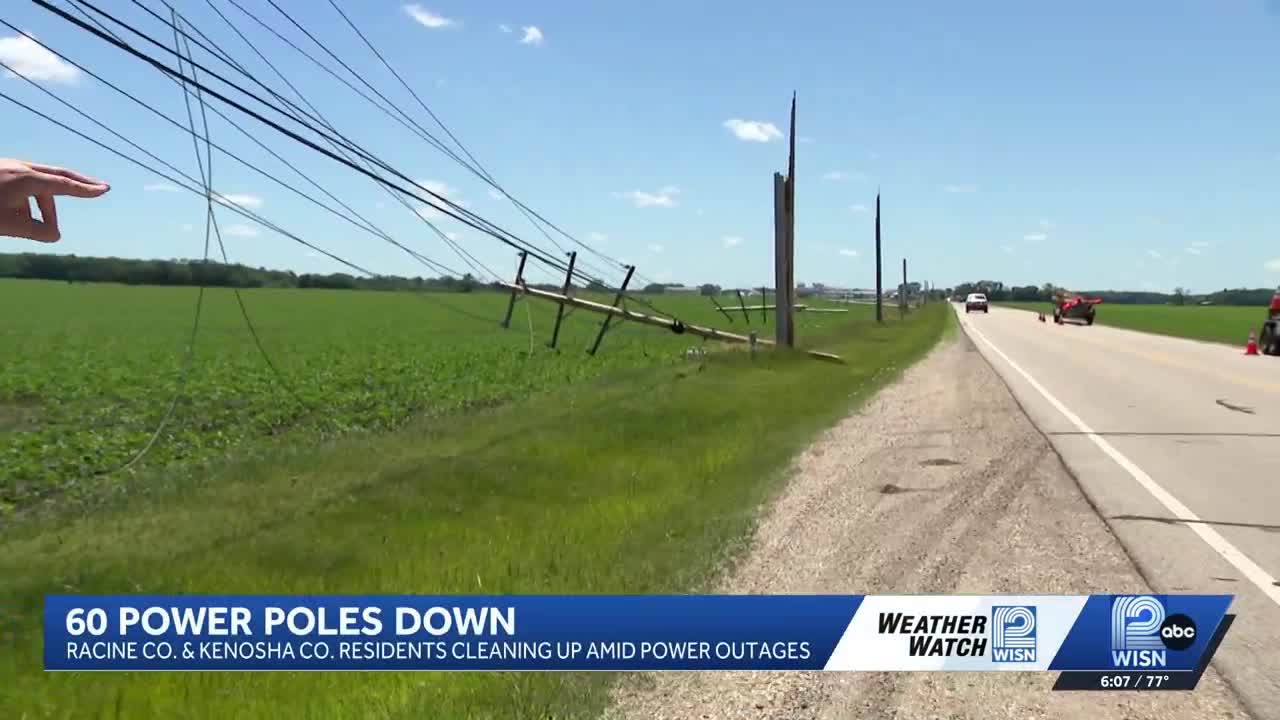 60+ power poles snapped, We Energies works to restore power after storm