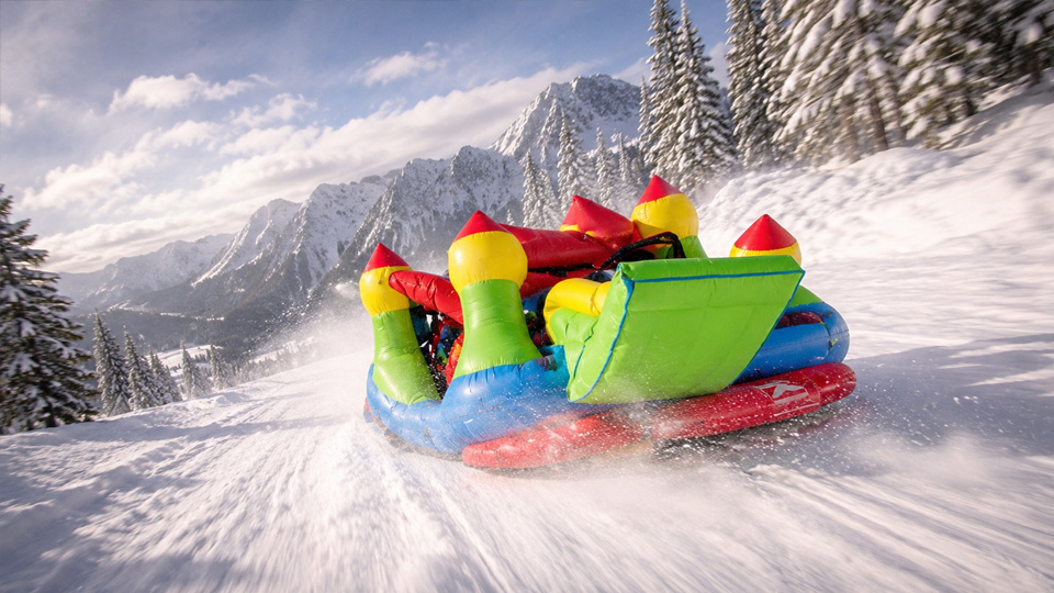 Bouncy house sled hits 50 mph down mountain