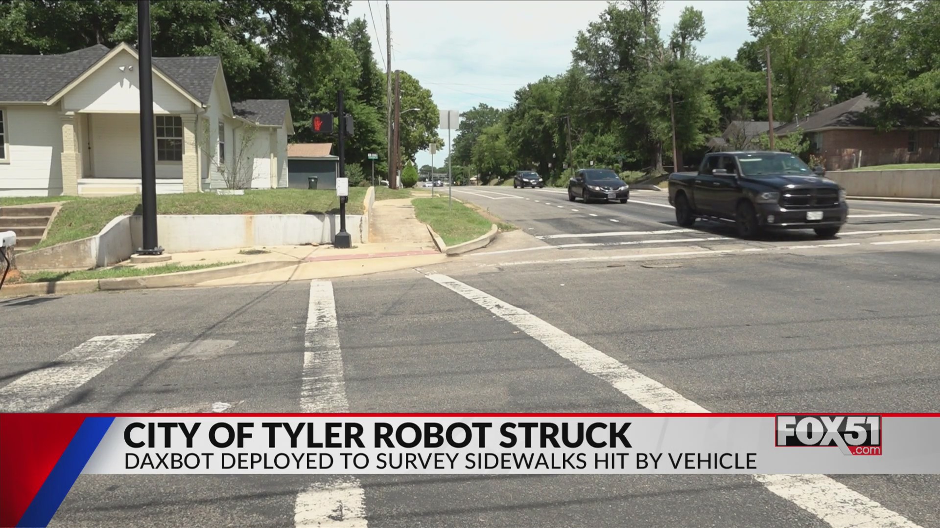 Tyler robot hit by truck while scanning sidewalks