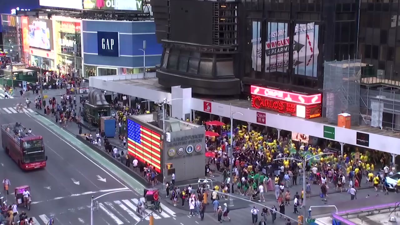Brazil fans flood New York's Times Square