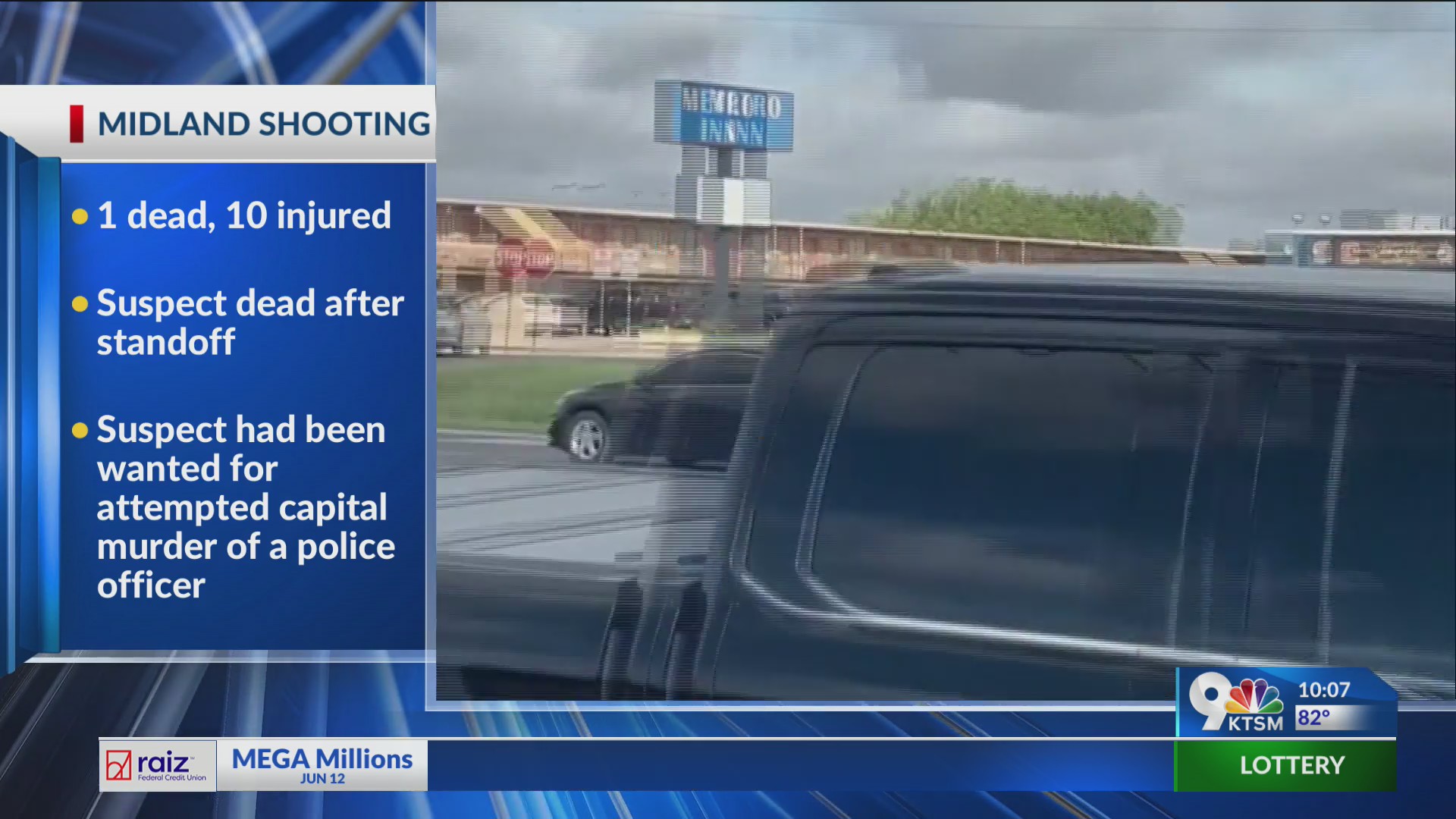Suspect dead, 1 other dead, 10 hurt in Midland shooting