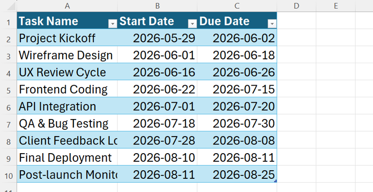 How to use Excel date functions to automate project timelines