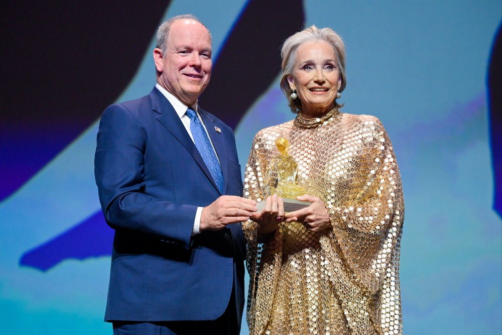 Kristin Scott Thomas receives Crystal Nymph at Monte-Carlo TV Festival