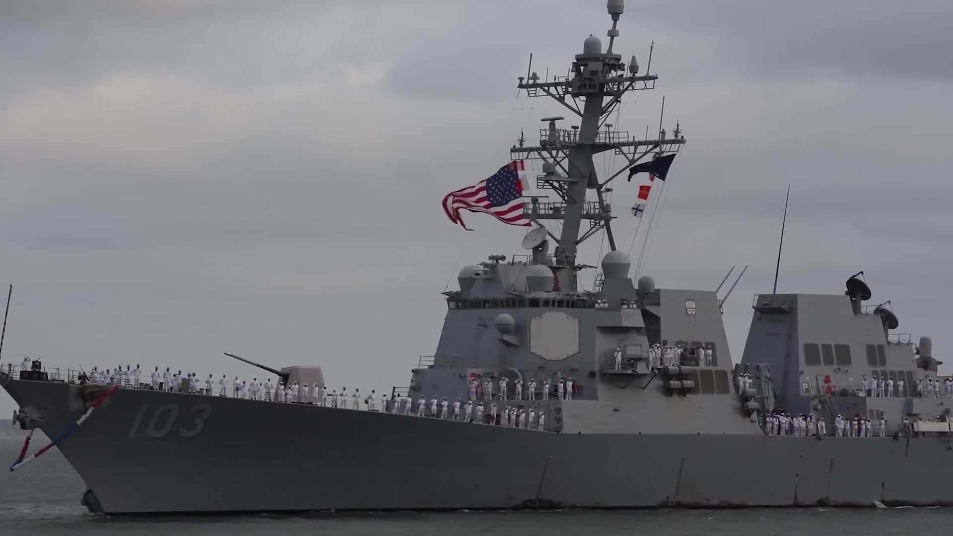 Destroyer defenses answer an Iranian strike