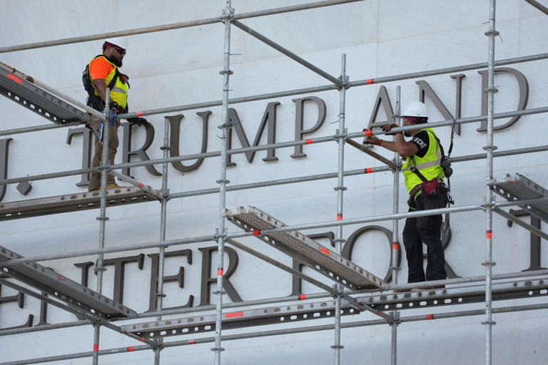Construction crew strips Trump’s name from the Kennedy Center