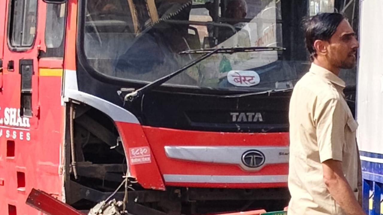 BEST bus damaged after hitting 'uneven road' surface in Shivajinagar