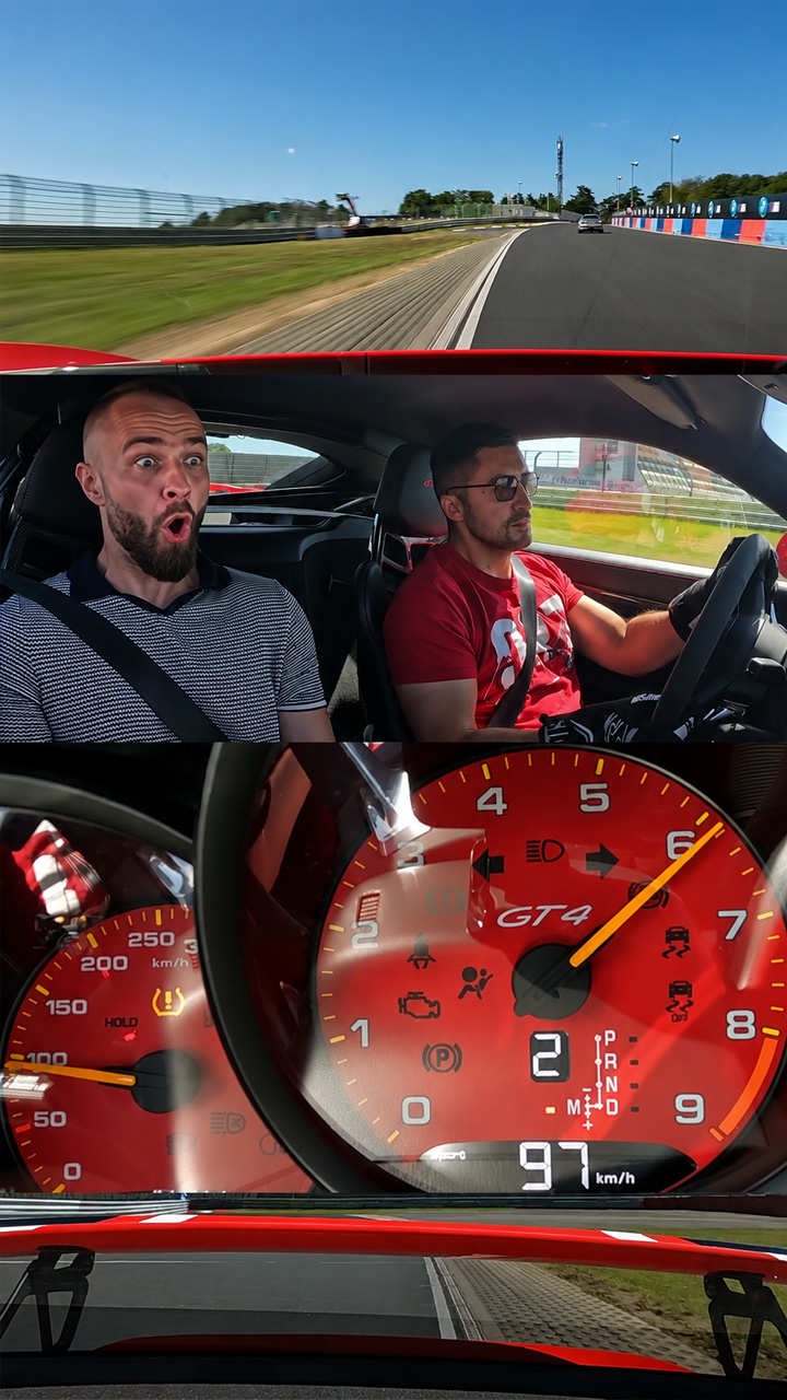 Intense passenger reactions during a high speed hot lap