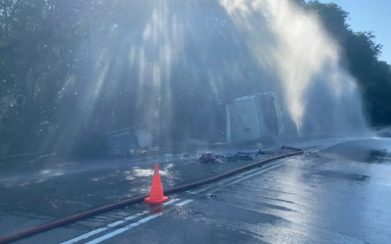 Hazmat team deployed after acid tanker overturns near Cherating