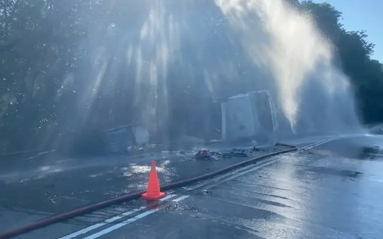 Hazmat team deployed after acid tanker overturns near Cherating
