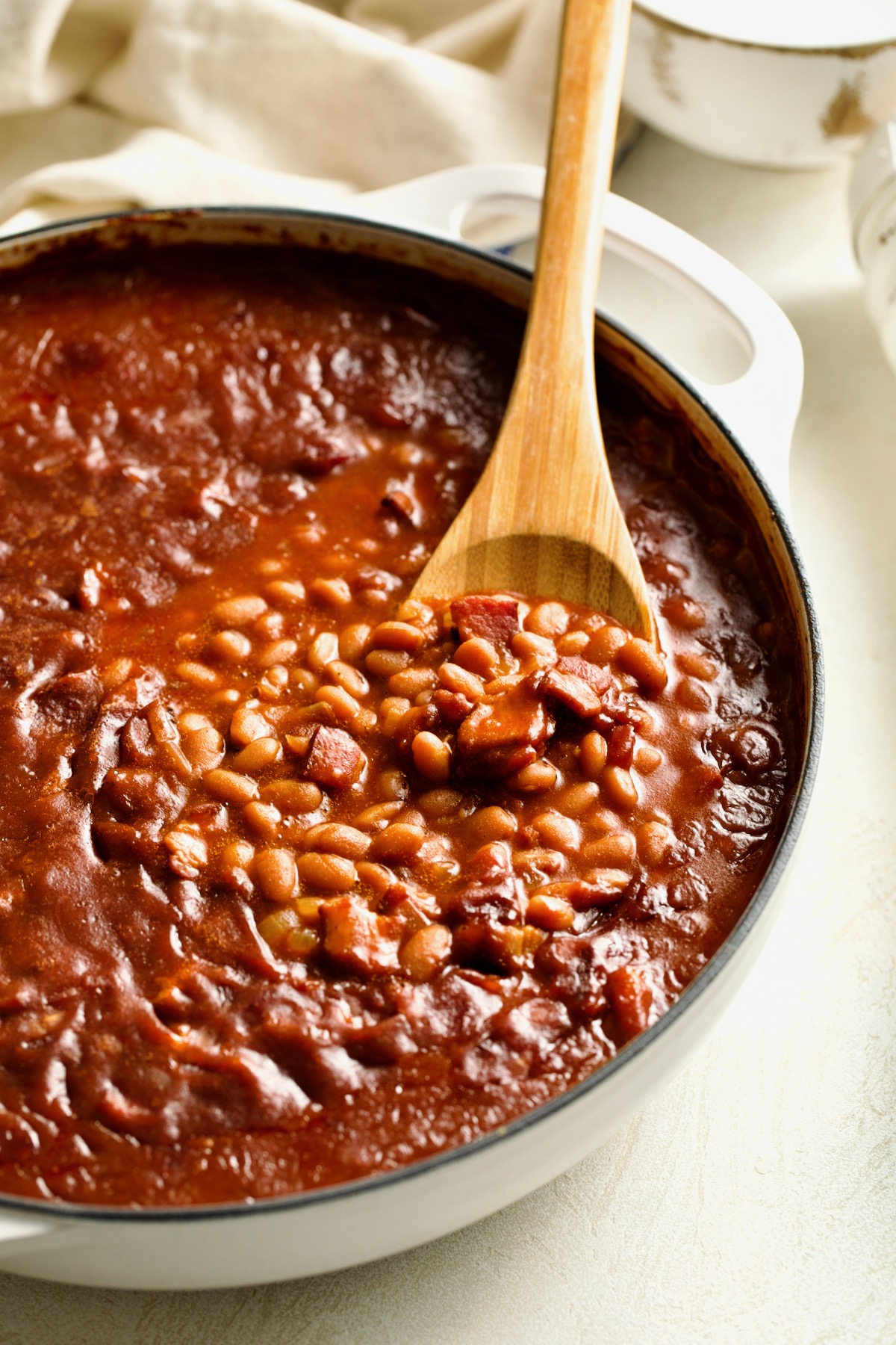 Southern-style baked beans using canned beans