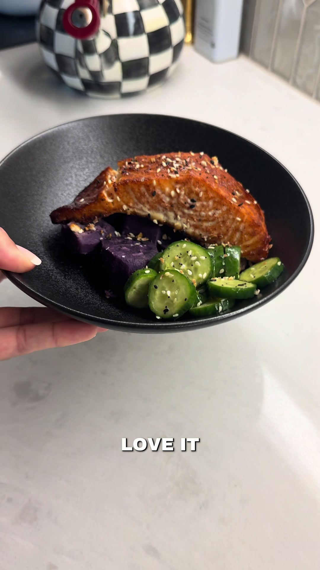 An easy ten out of ten glazed salmon with purple potatoes and crisp ...