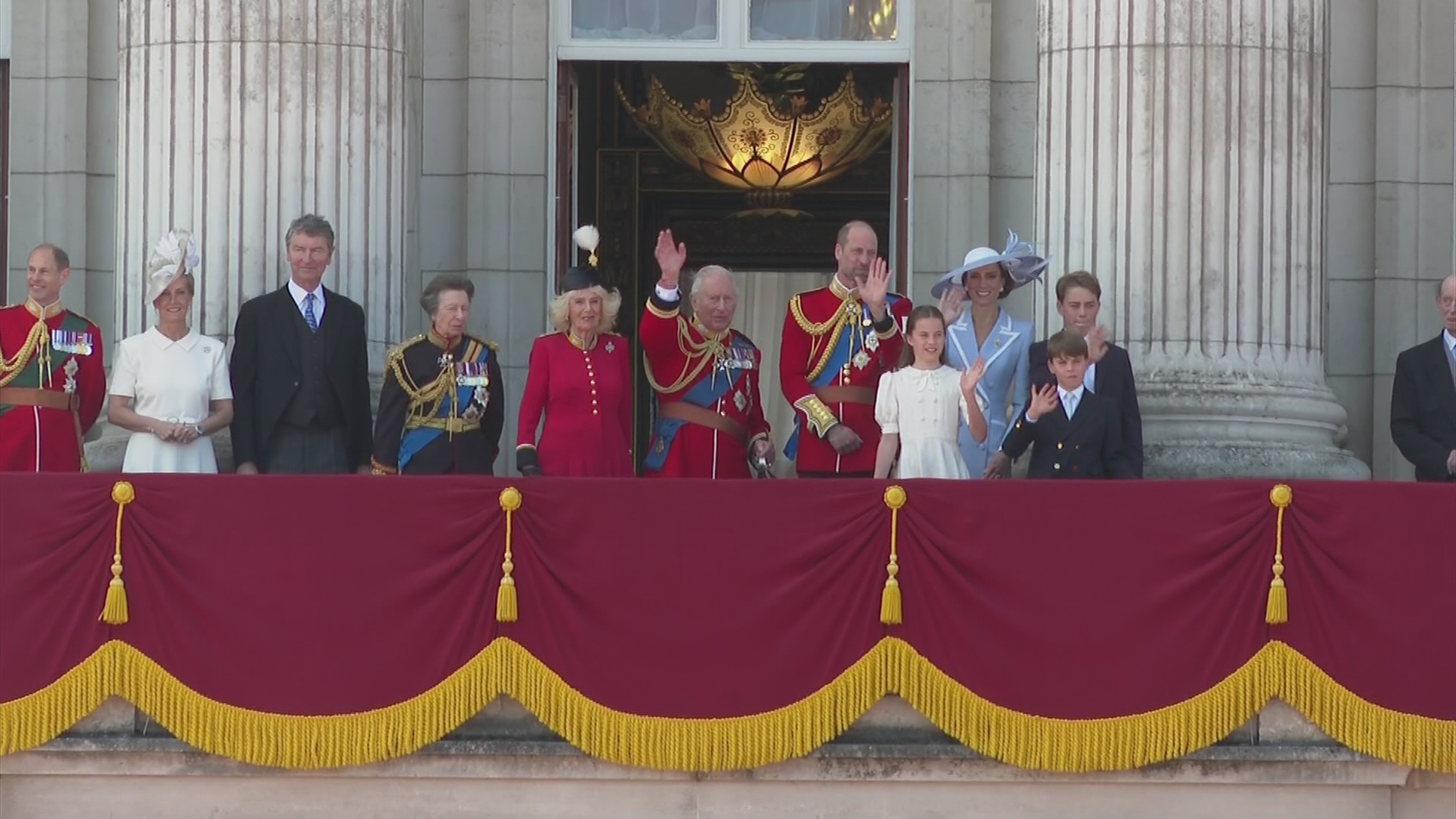 Royal family wave to crowds at King's birthday celebrations