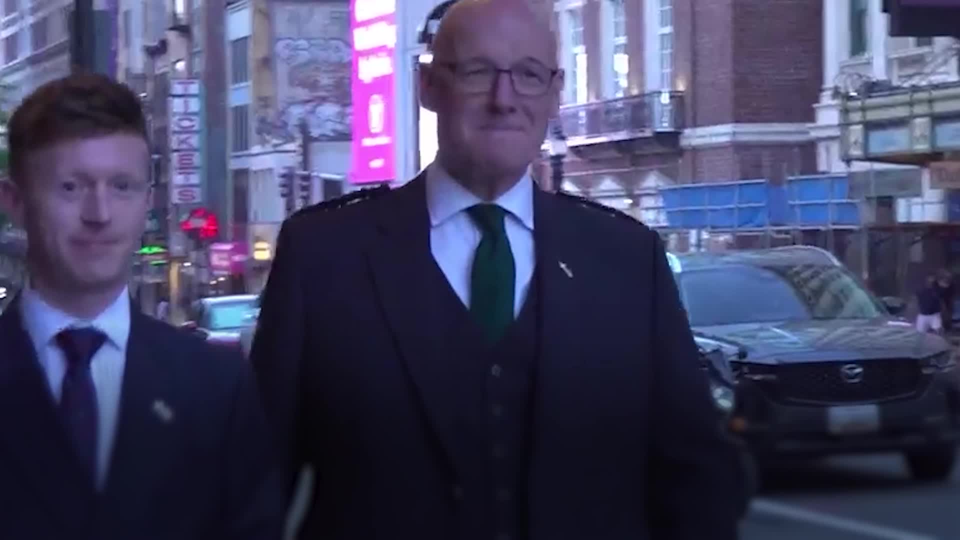 Swinney arrives at Boston gala event in aid of Street Soccer Scotland