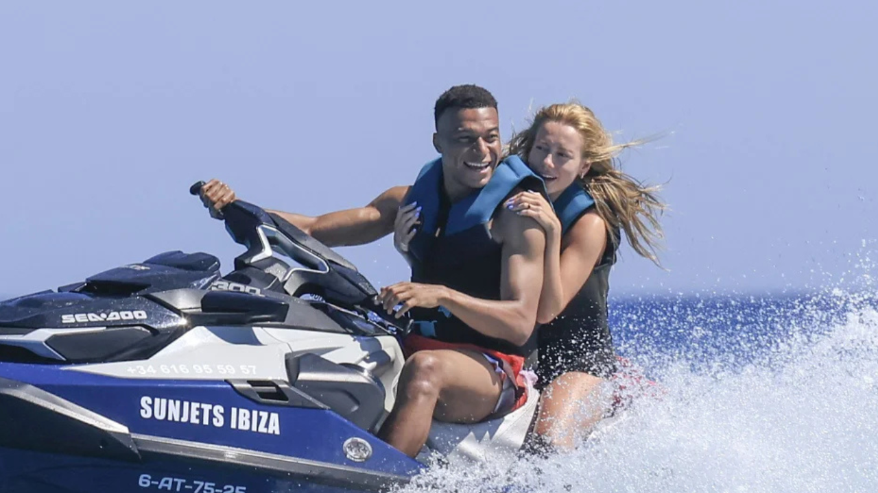 Kylian Mbappe caught in Ibiza love storm as his bikini-clad girlfriend ...
