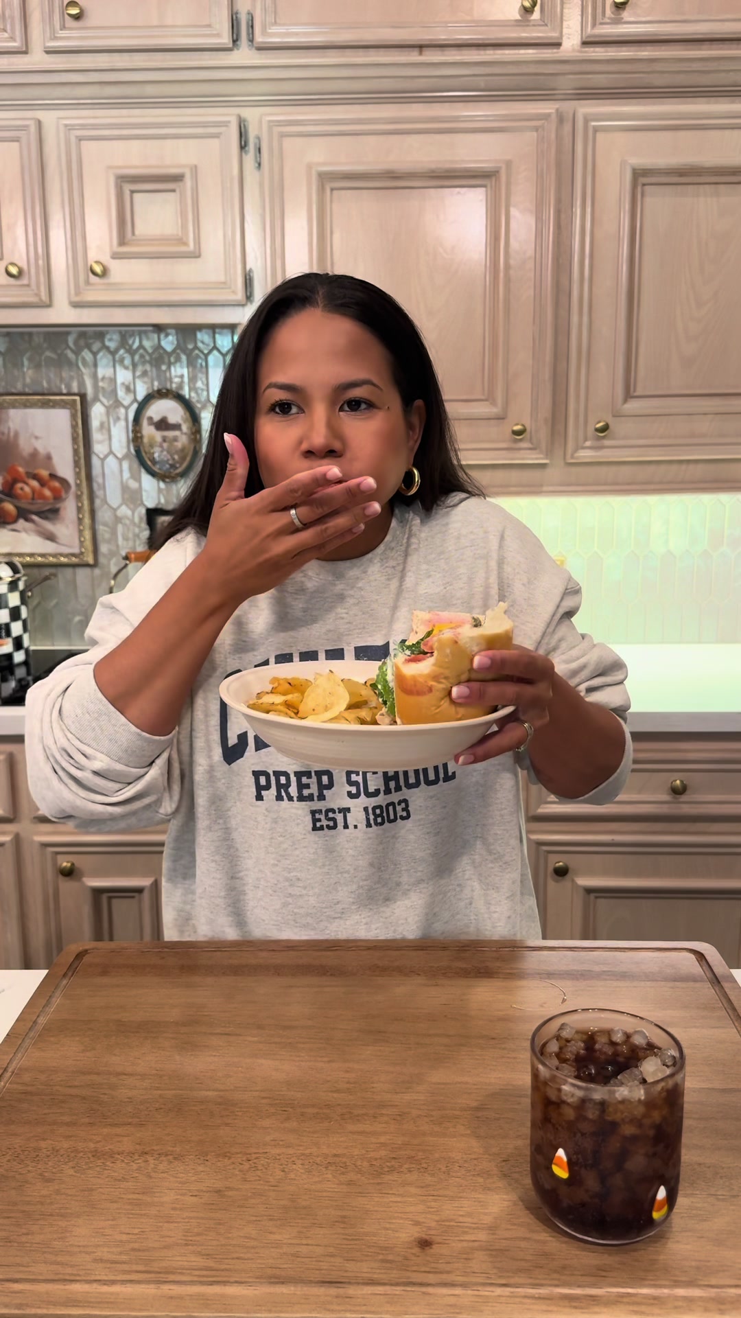 A chaotic mom making and devouring a quick turkey and ham French bread ...