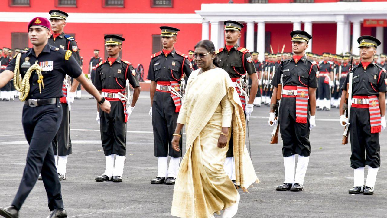 In photos President Droupadi Murmu reviews IMA passing out parade