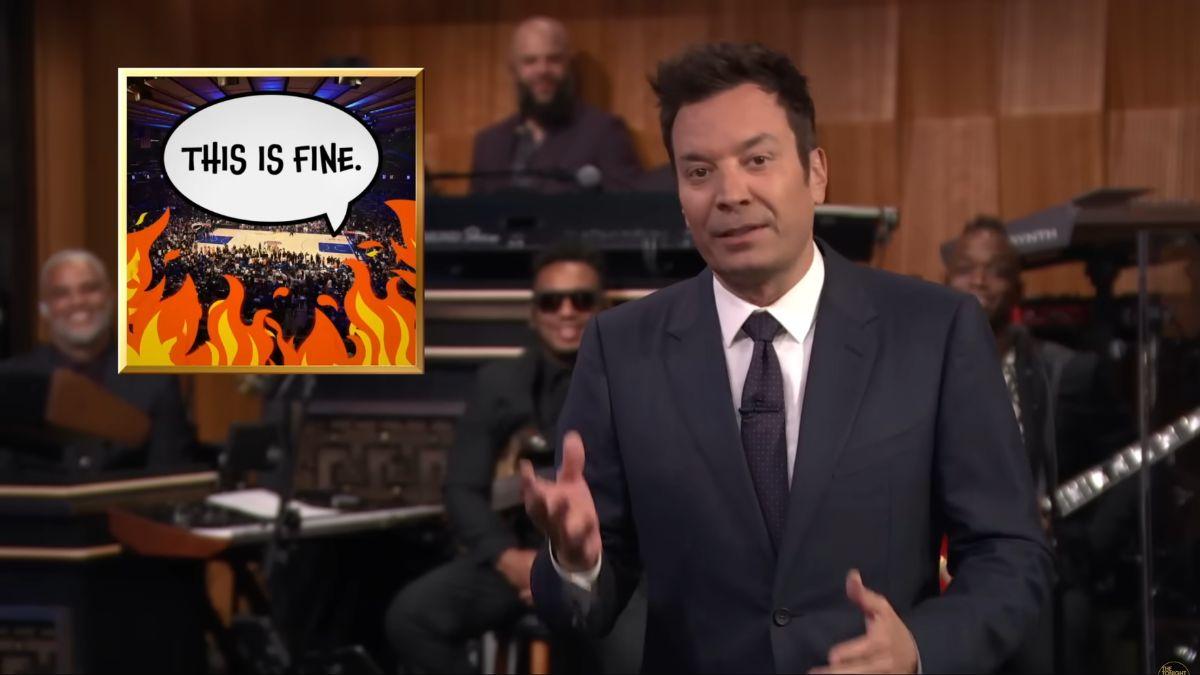 Jimmy Fallon’s Knicks jokes turn rare Donald Trump dunk into the story