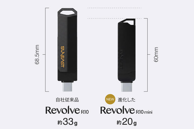 Type-CとType-A両対応!超小型のポータブルSSD「SUNEAST Revolve R10 mini」
