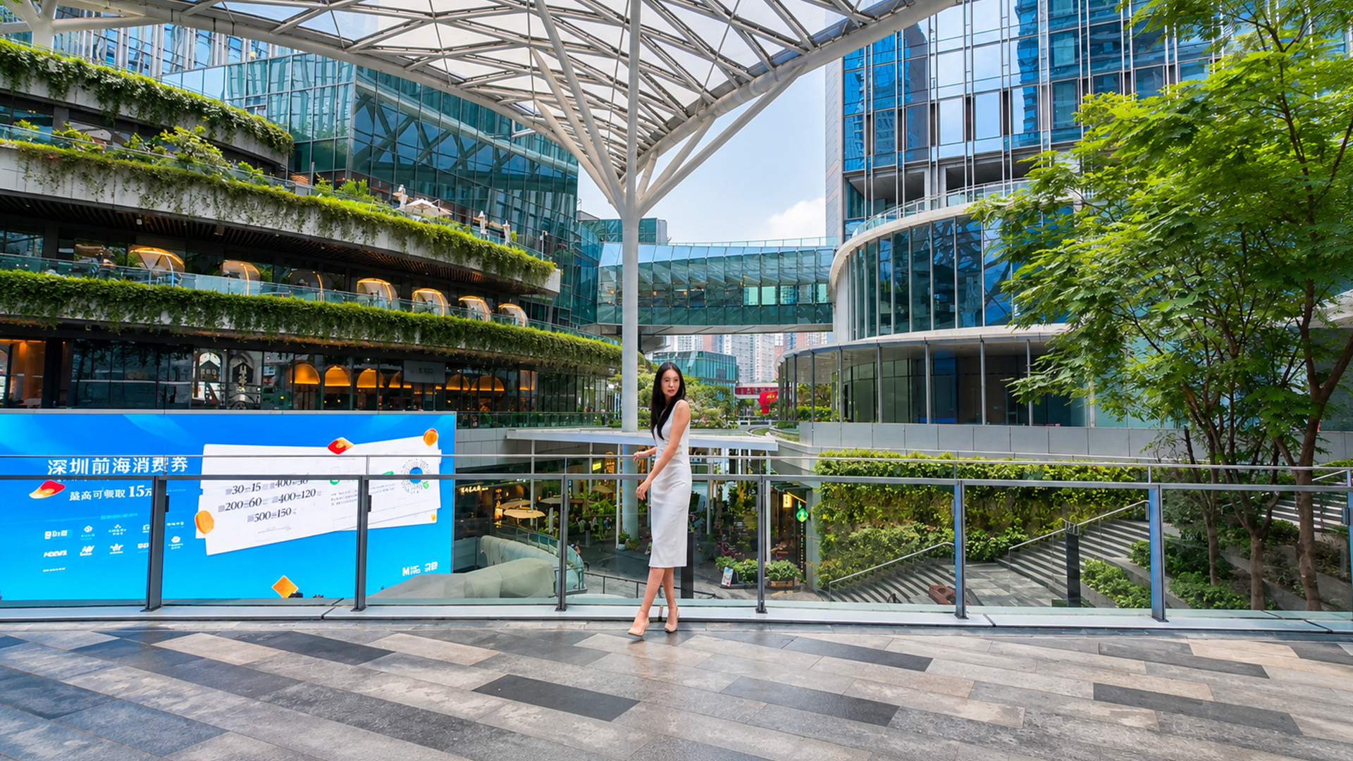Walking above China’s urban oasis beneath a giant white canopy