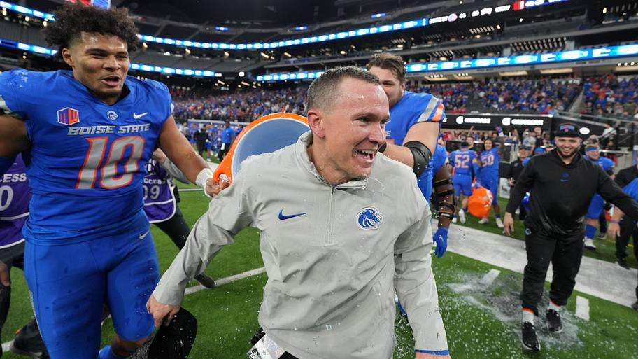 Boise State HC Spencer Danielson was fired up to host Dabo Swinney on ...