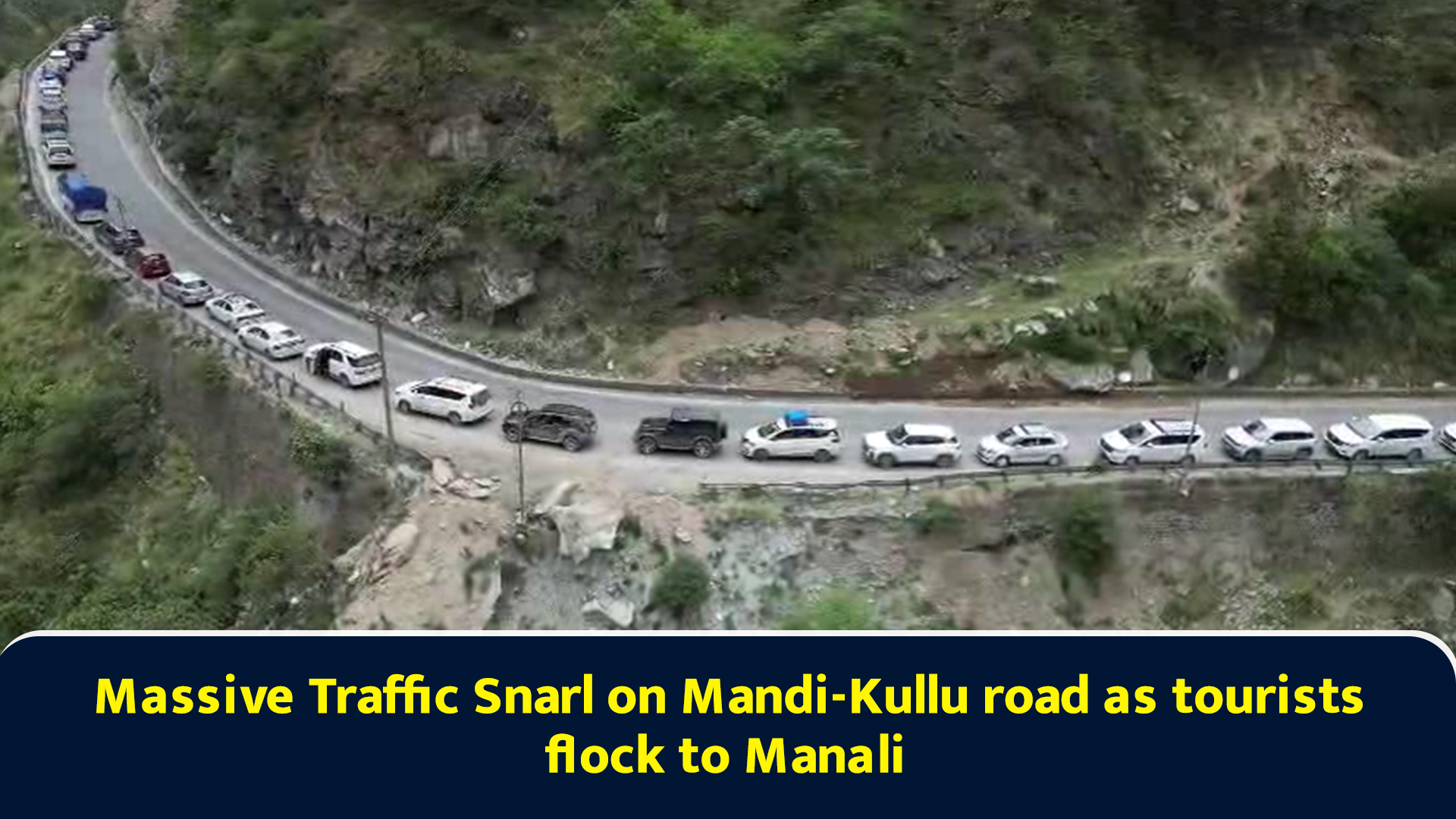 Massive traffic snarl on Mandi-Kullu road as tourists flock to Manali