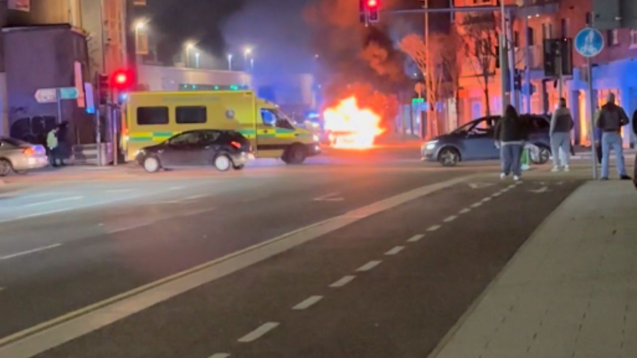 Car catches fire on Cork Street as firefighters work to contain blaze