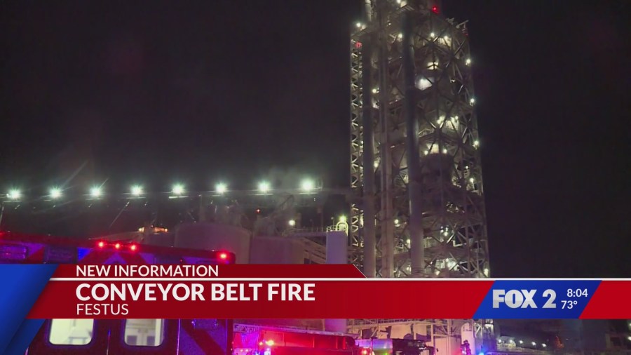 Firefighters tackle blaze 200 feet above Festus cement plant