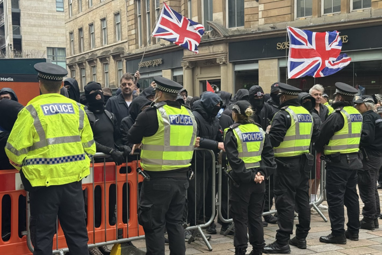 Anti-racism rally disrupted by masked group in Glasgow