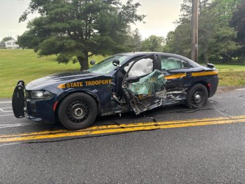 4 sent to hospital after car hits NYSP vehicle in Columbia County