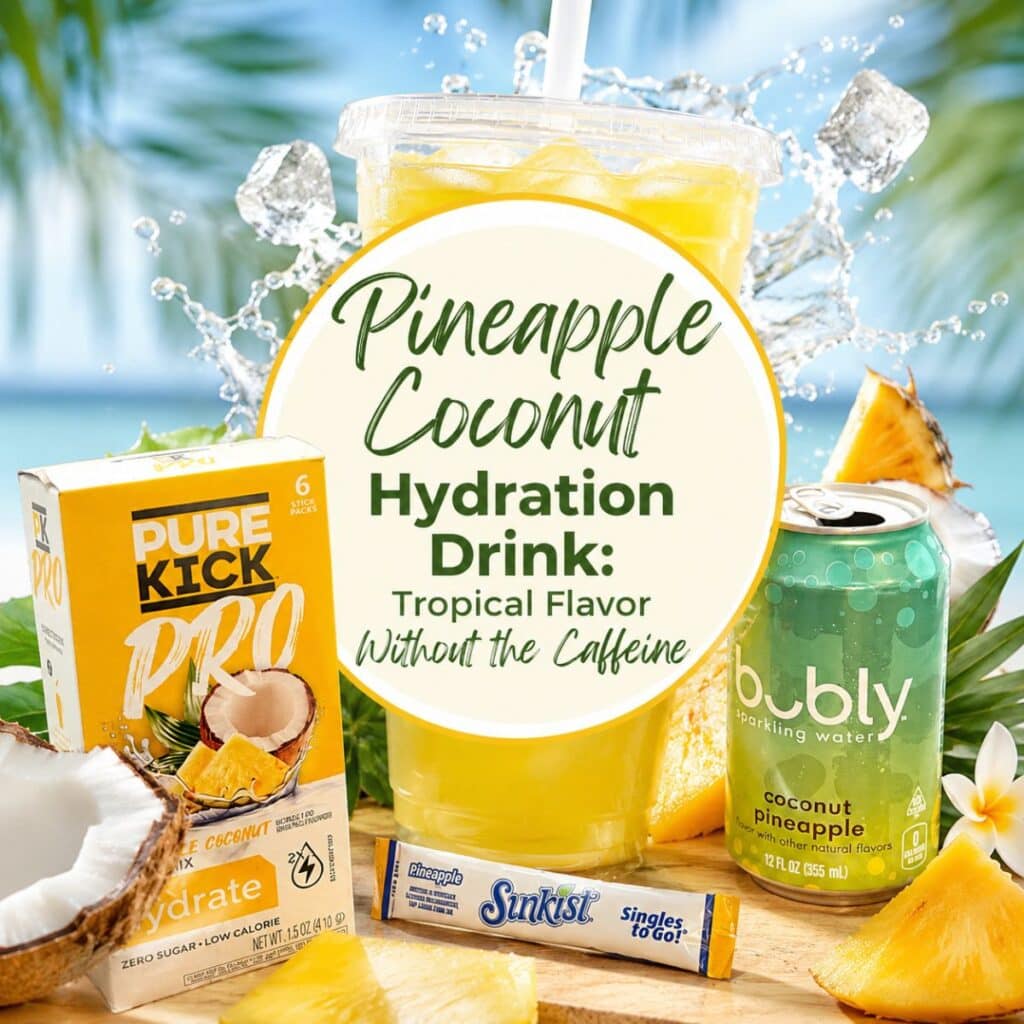 Pineapple coconut hydration drink: Tropical flavor – no caffeine