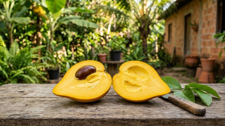 A fruta de ouro com a cor da gema de ovo e sabor de doce de leite