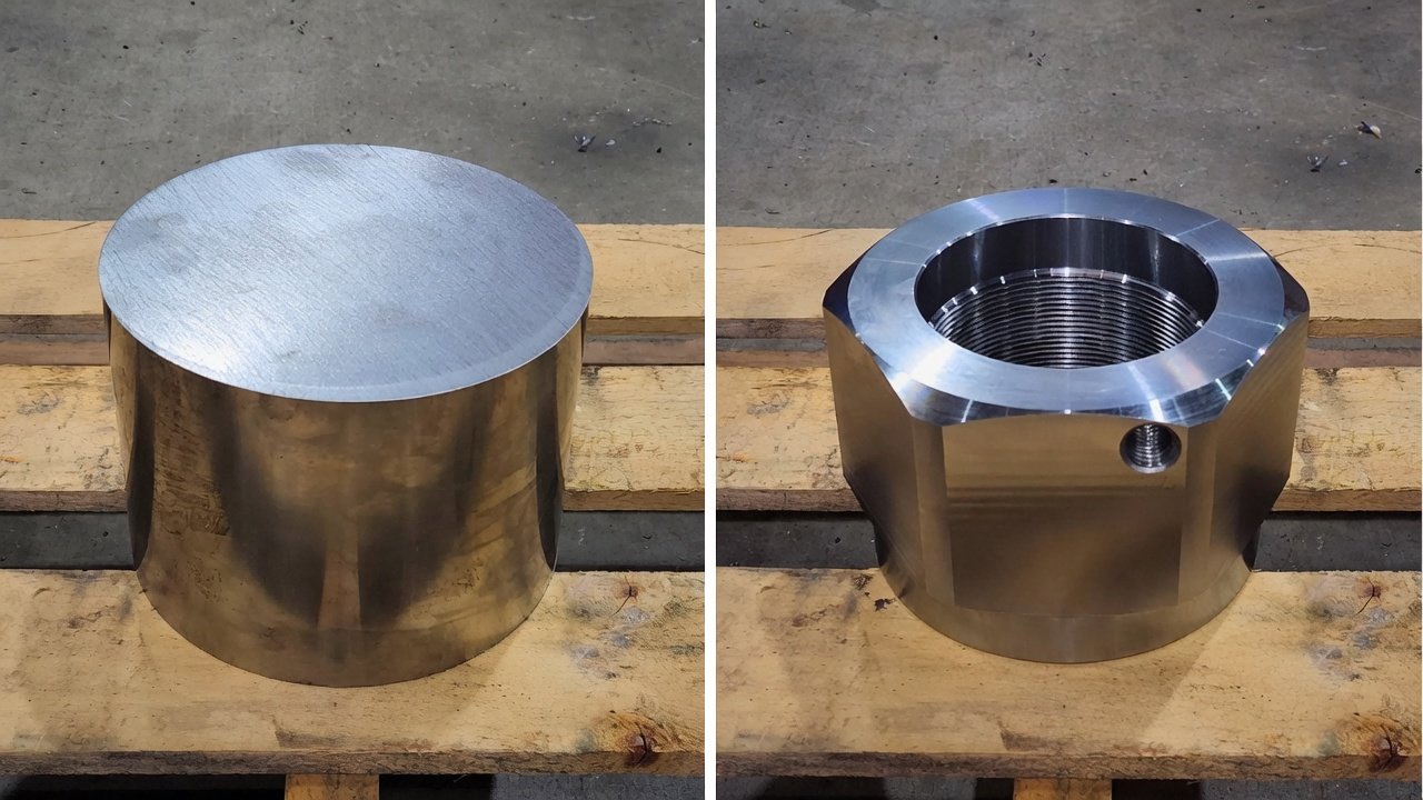 Machining a large hydraulic cylinder nut
