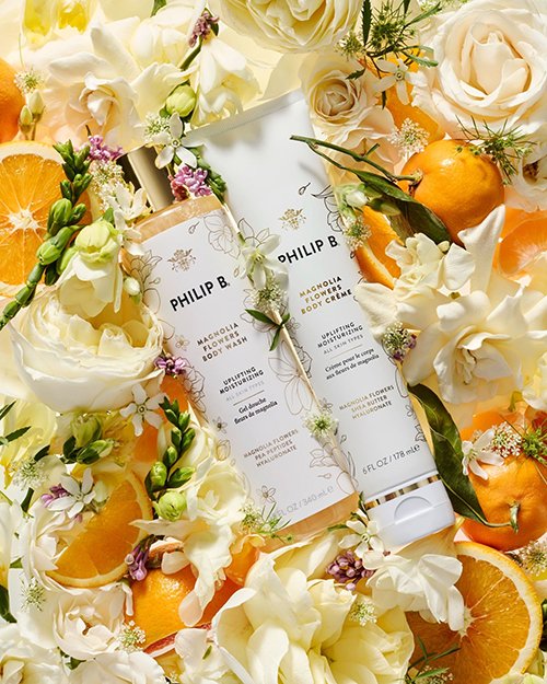 Get your glow on with Philip B Magnolia Flowers body wash and body crème