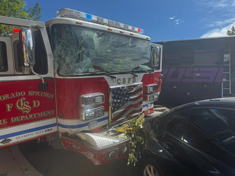 Colorado Springs fire engine involved in crash downtown, roads closed