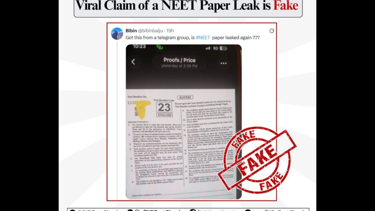 'NEET paper leaked again?' PIB fact check debunks viral claim, calls it ...