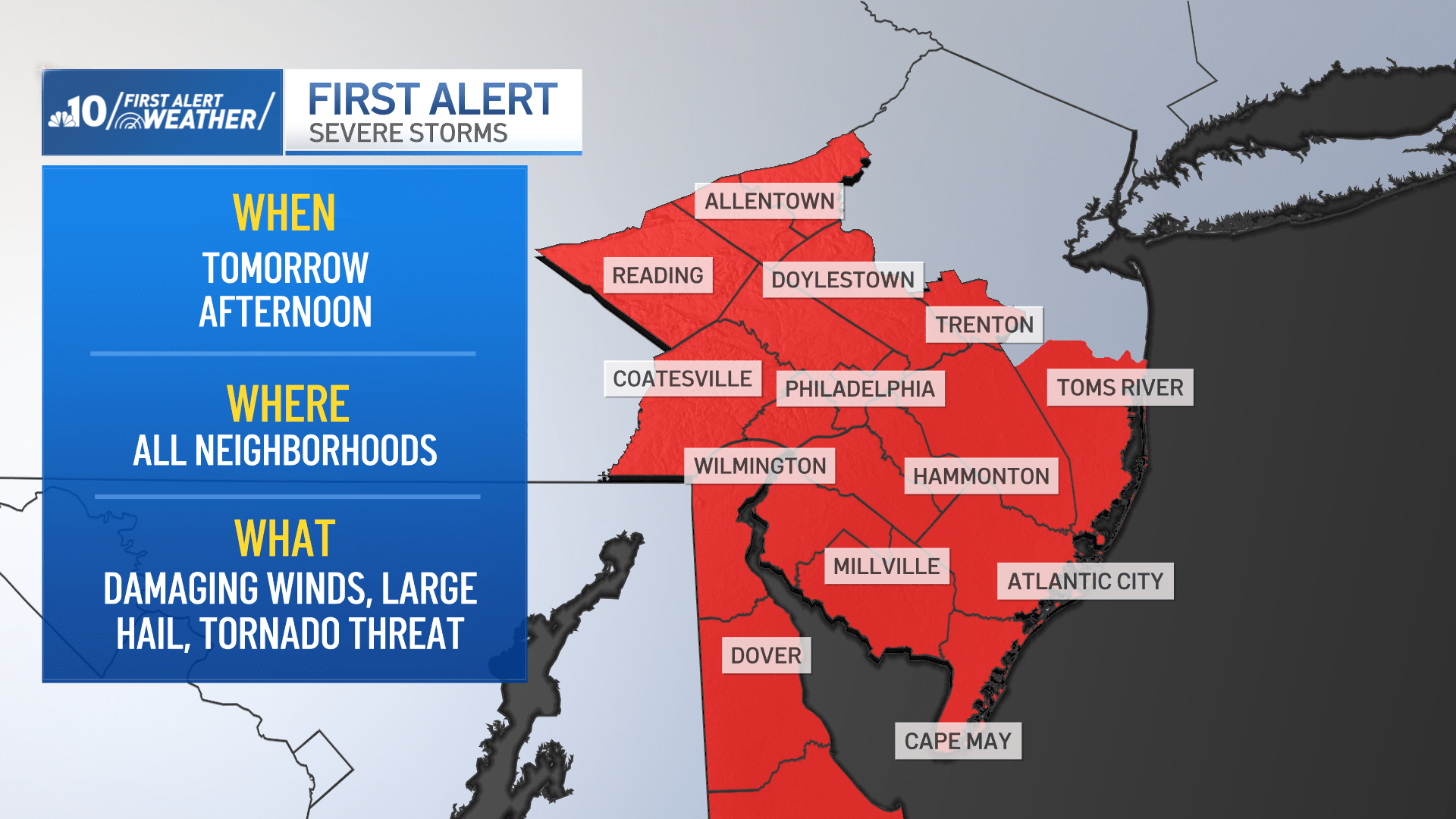 Storms with damaging winds, hail, tornado threat to hit Philly region ...