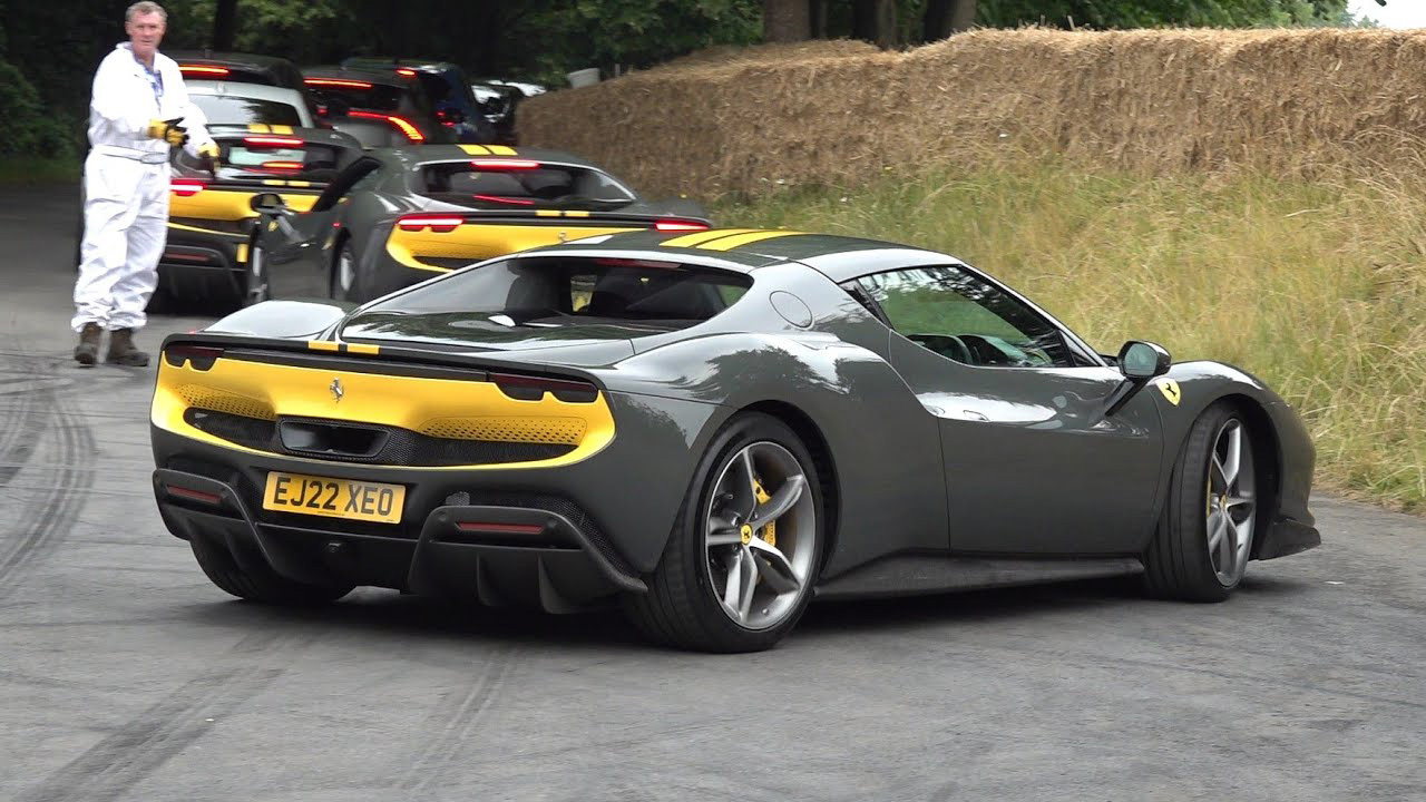 Ferrari 296 GTB exhaust sounds and fly by action