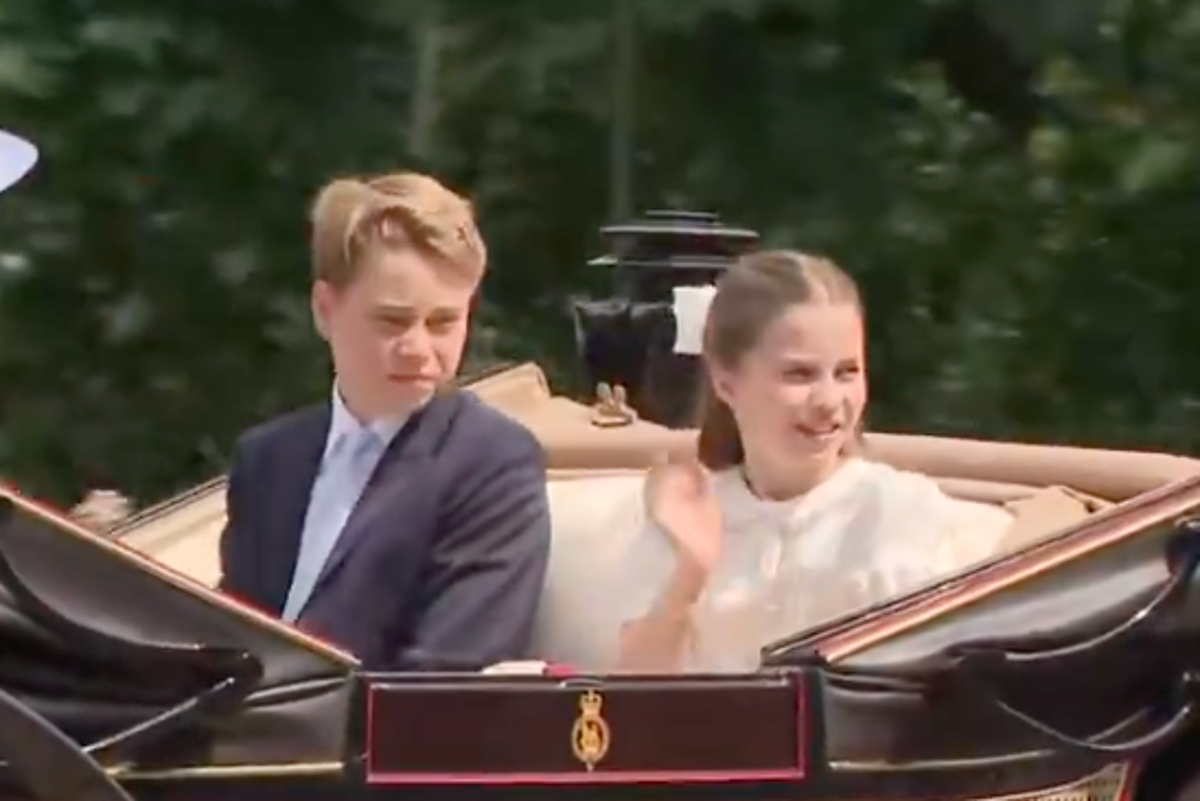 Kate and children wave at fans at Trooping the Colour celebrations